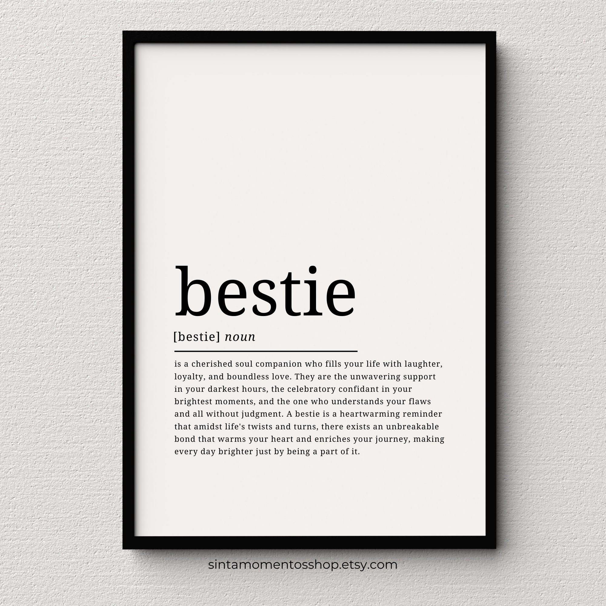 Bestie Definition Printable Wall Art, Bestie Meaning for Best Friend ...