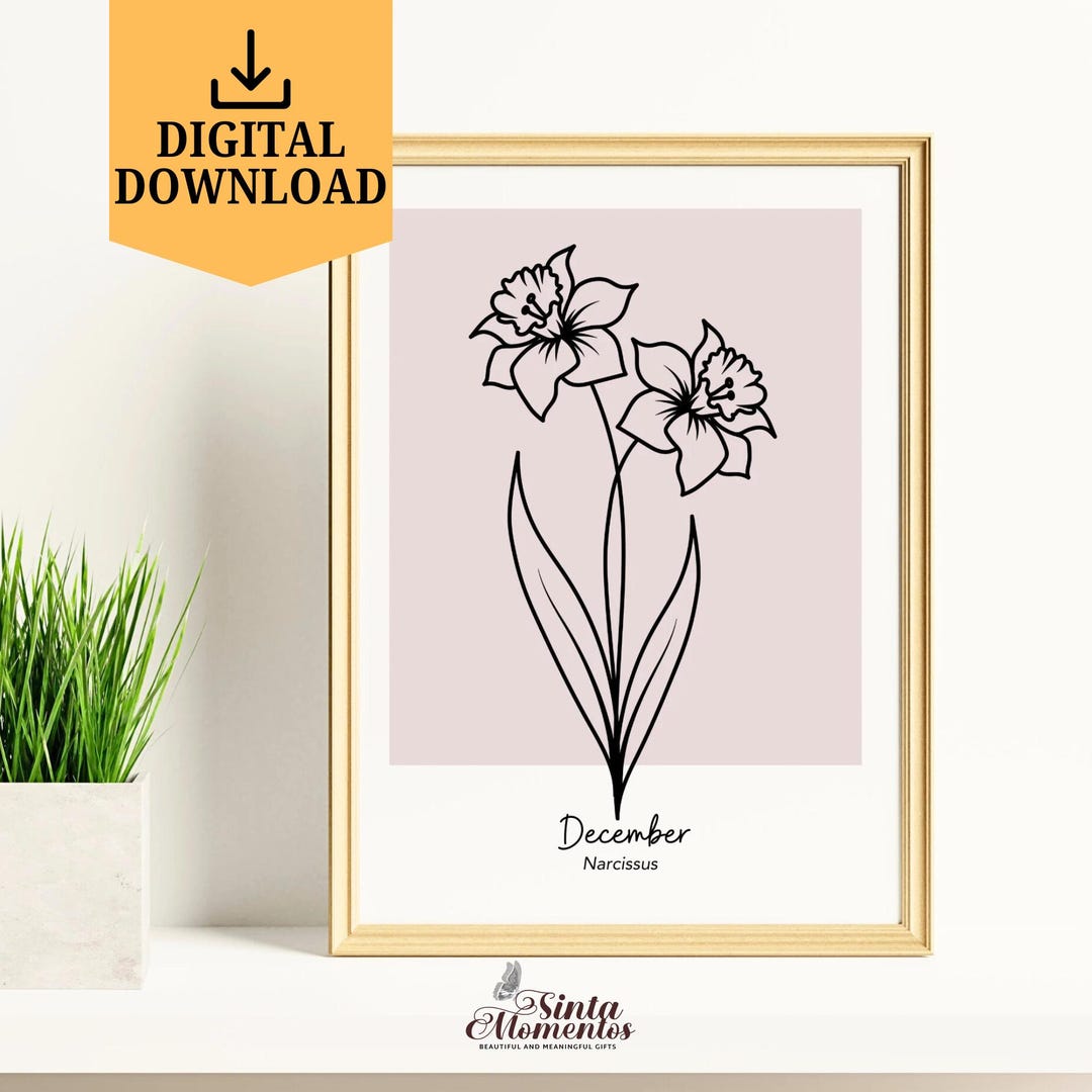 Custom Birth Flower Month Printable Wall Art, Personalize Birth Flower ...