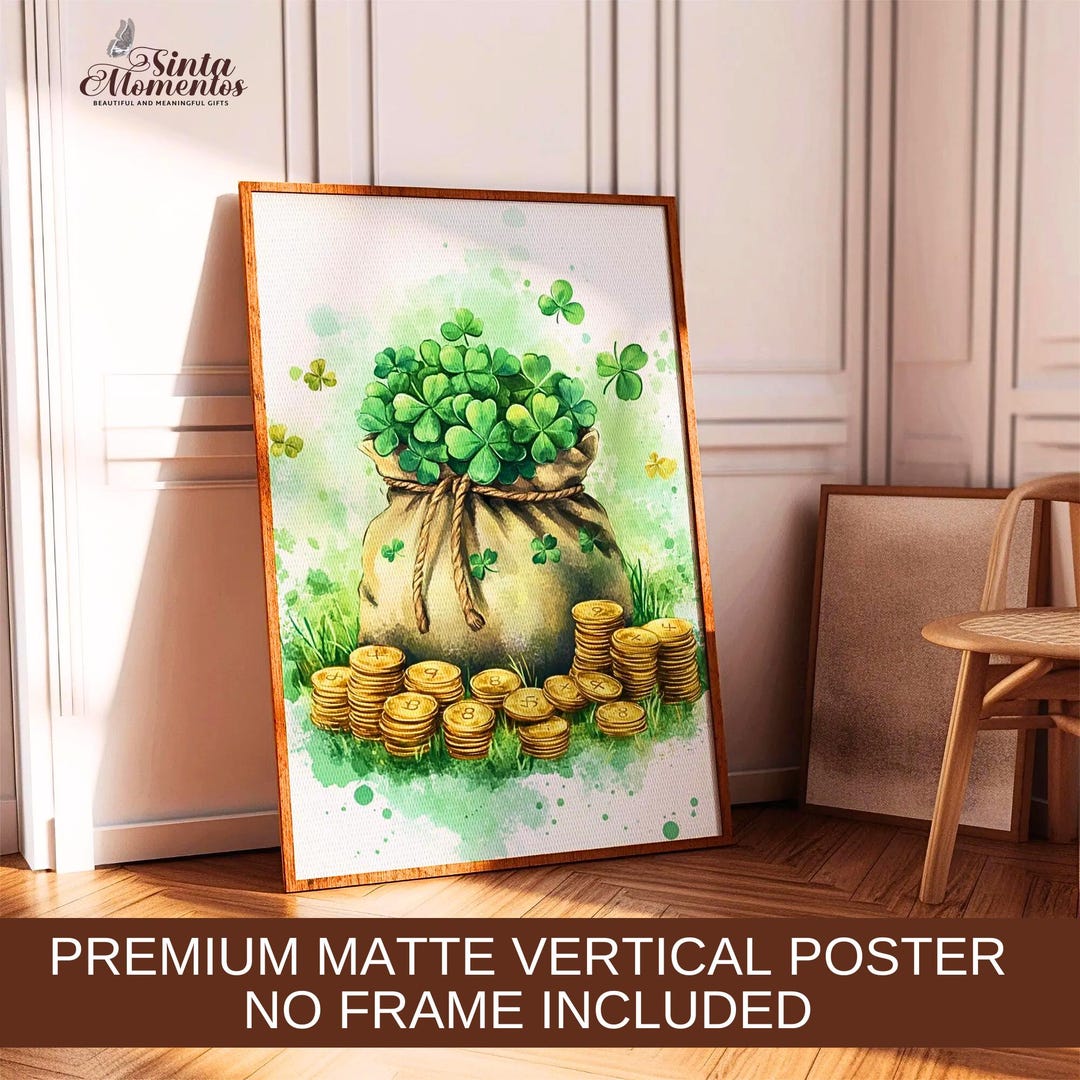 Vintage St Patrick's Day Poster Rustic Clover Wall Art Shamrock Print ...