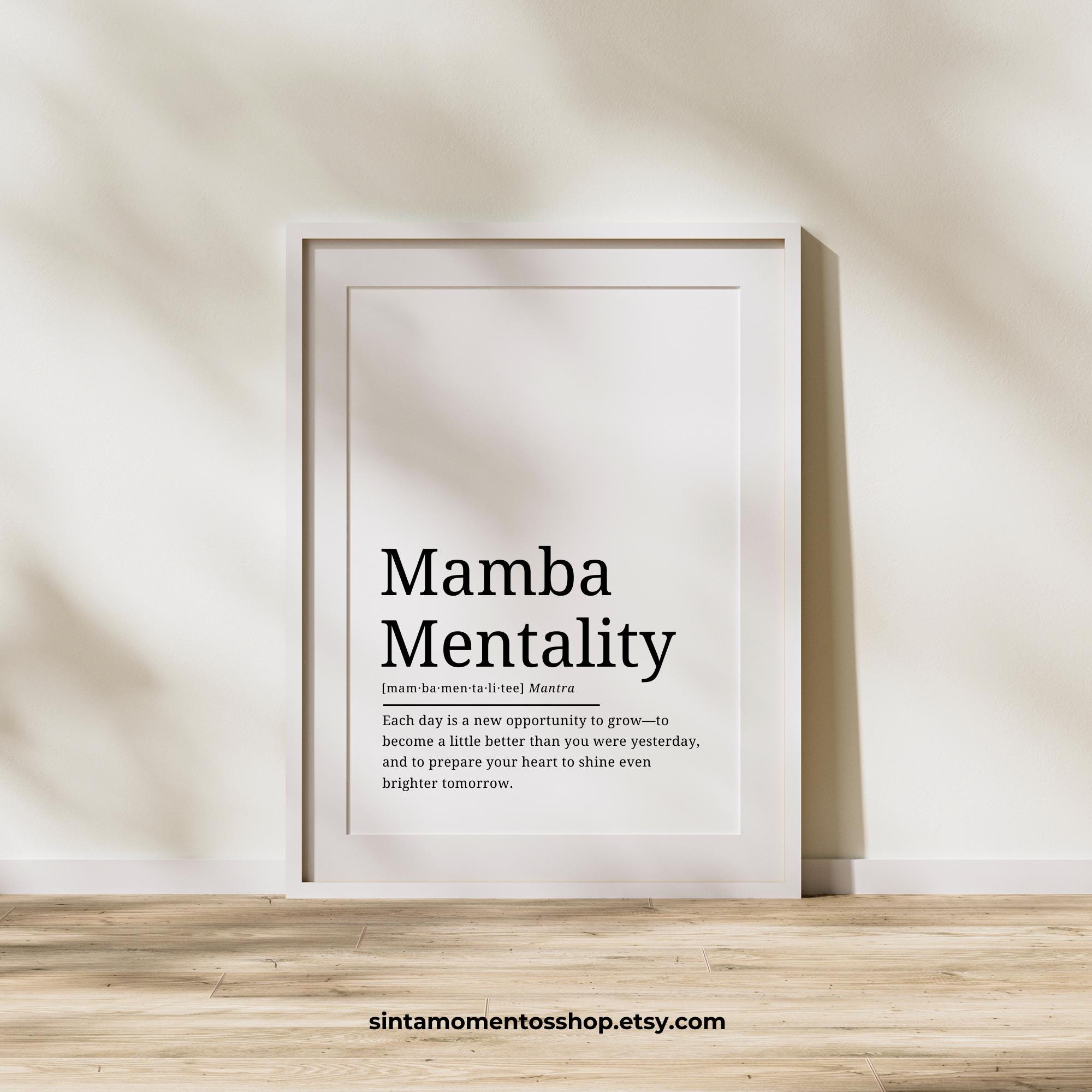 Mamba Mentality Definition Printable Wall Art, Kobe Basketball Quotes ...