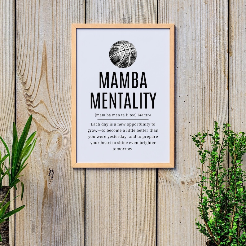 Mamba Mentality Definition Printable Wall Art, Kobe Basketball Quotes ...