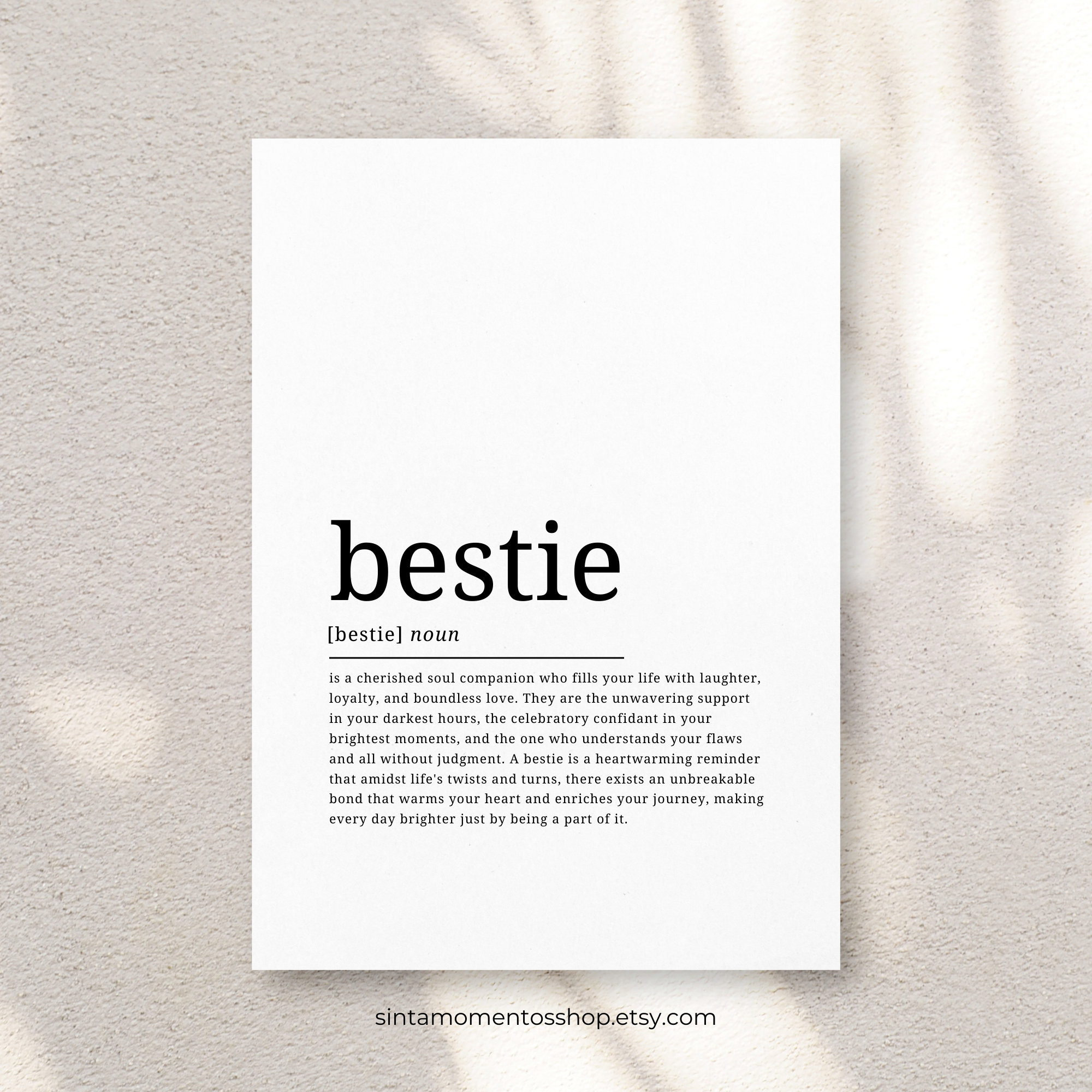 Bestie Definition Printable Wall Art, Bestie Meaning for Best Friend ...