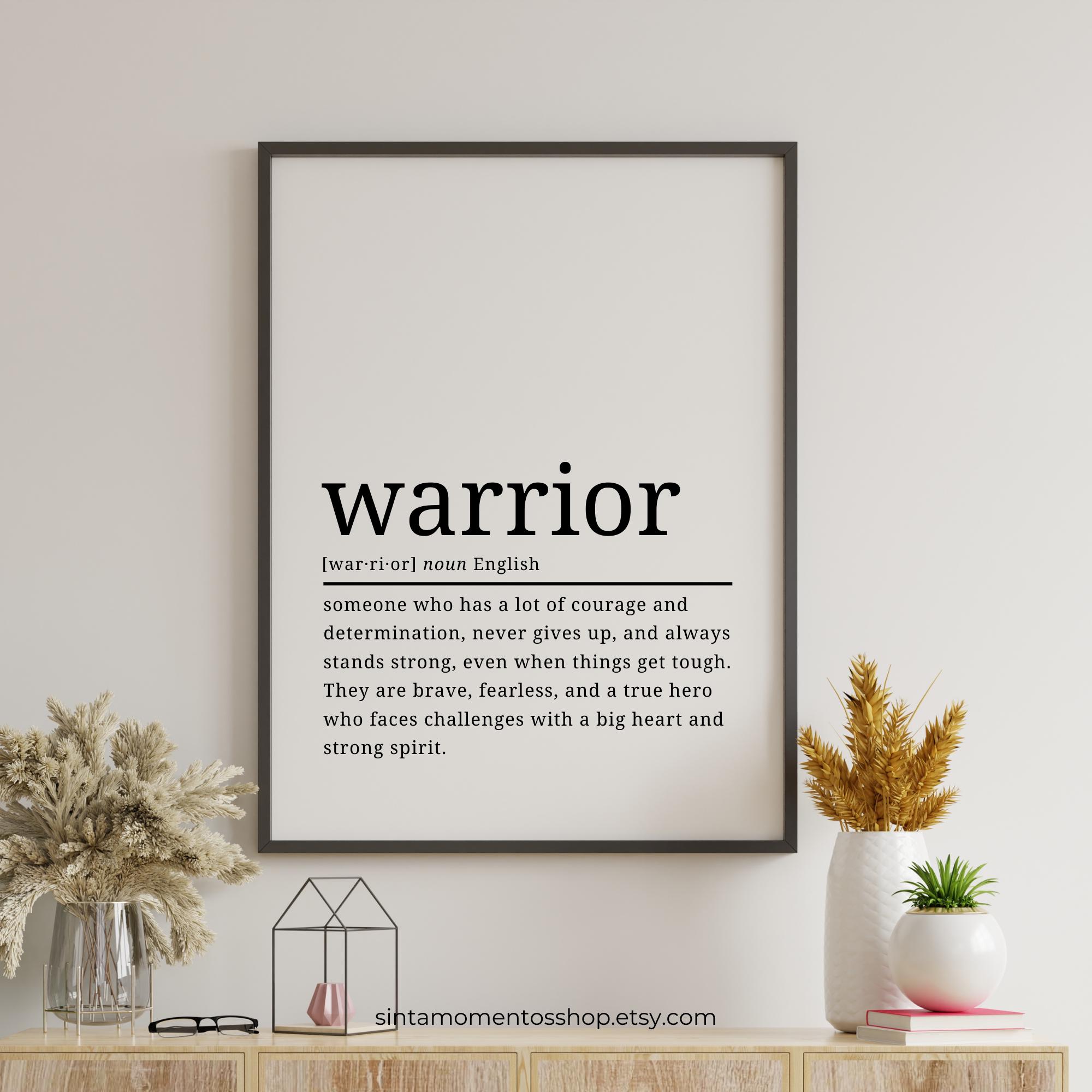 Warrior Definition Printable Wall Art, Warrior Meaning Digital Download ...