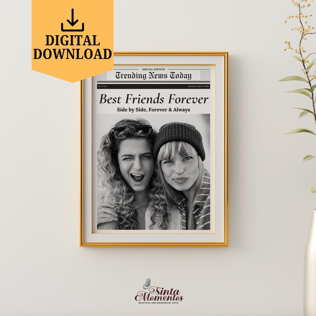 Trendy Newspaper Print Best Friend Forever Print Digital Download Only ...