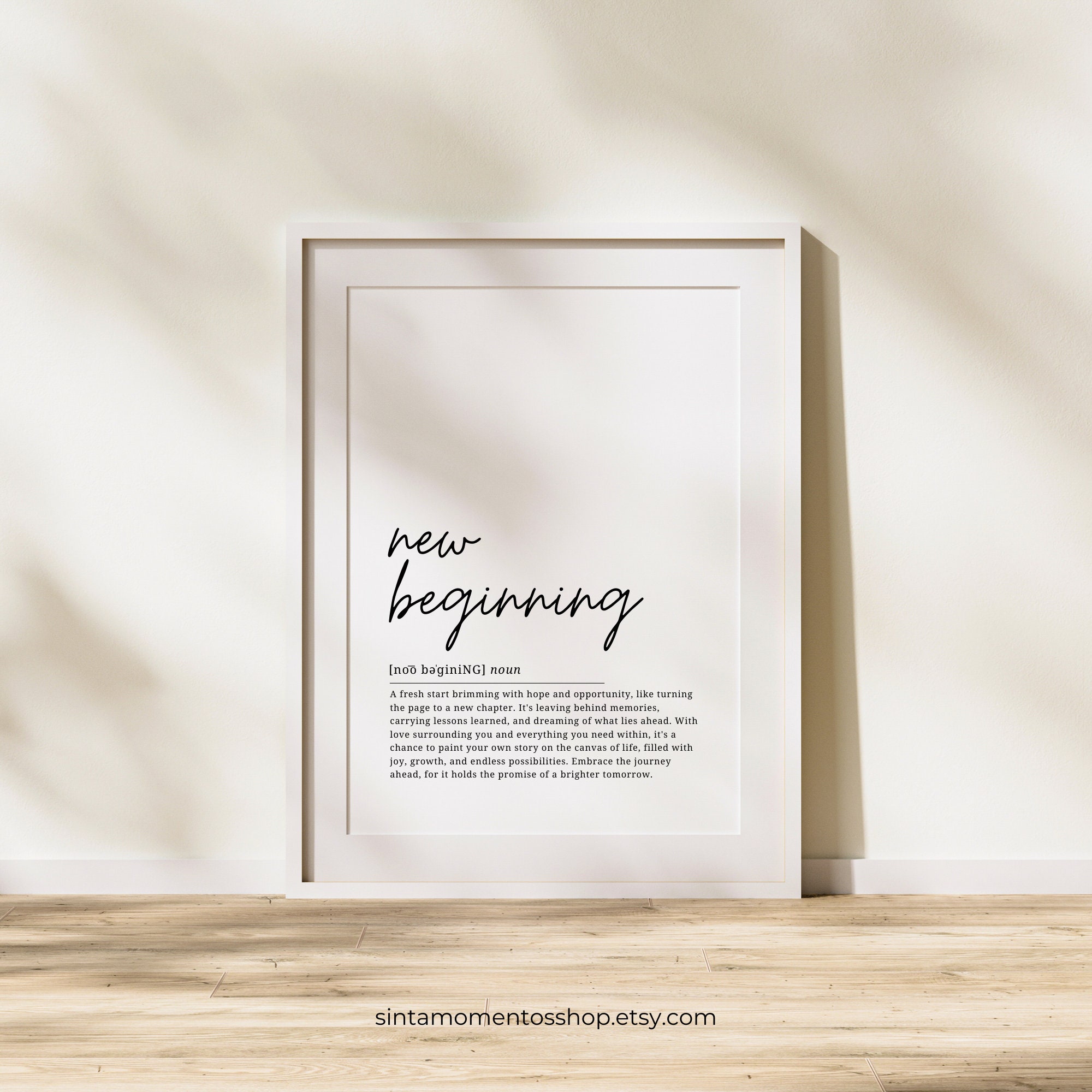 Inspirational New Beginning Definition Printable Wall Art, New Chapter ...