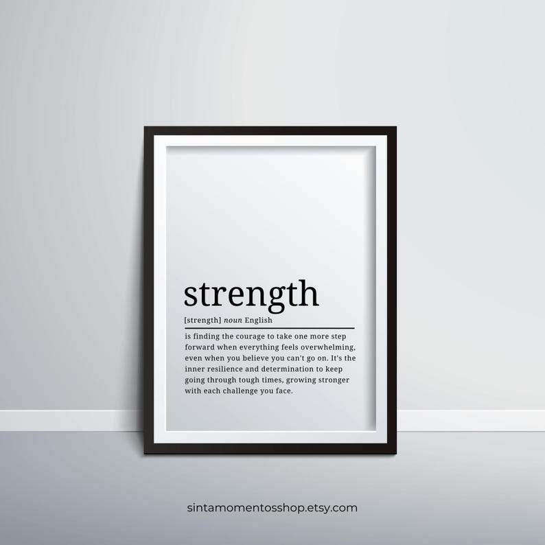 Strength Definition Printable Wall Art, Inspirational Quote, Strength ...