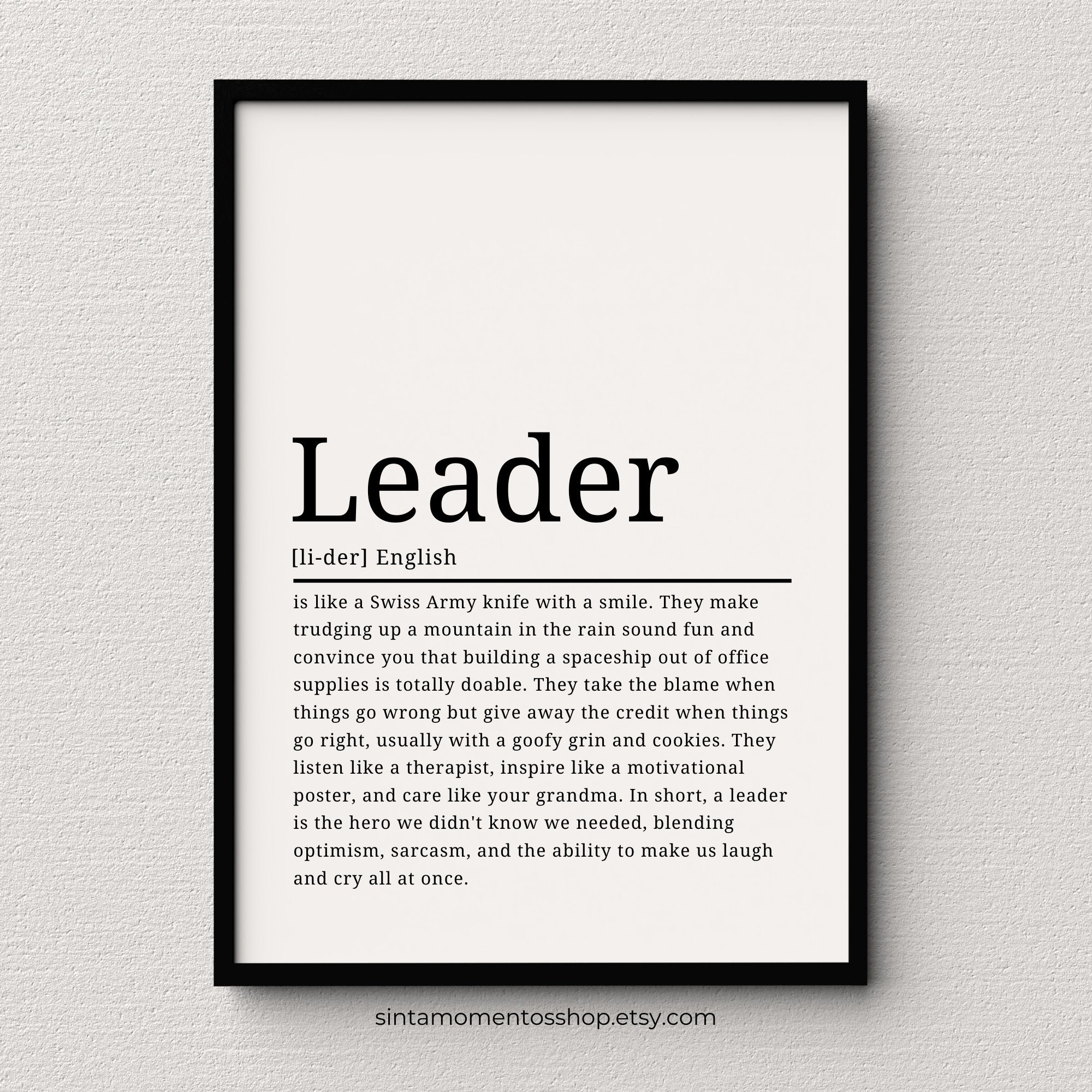 Leader Definition Printable Wall Art, Motivational Leader Meaning ...