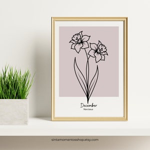 Custom Birth Flower Month Printable Wall Art, Personalize Birth Flower ...