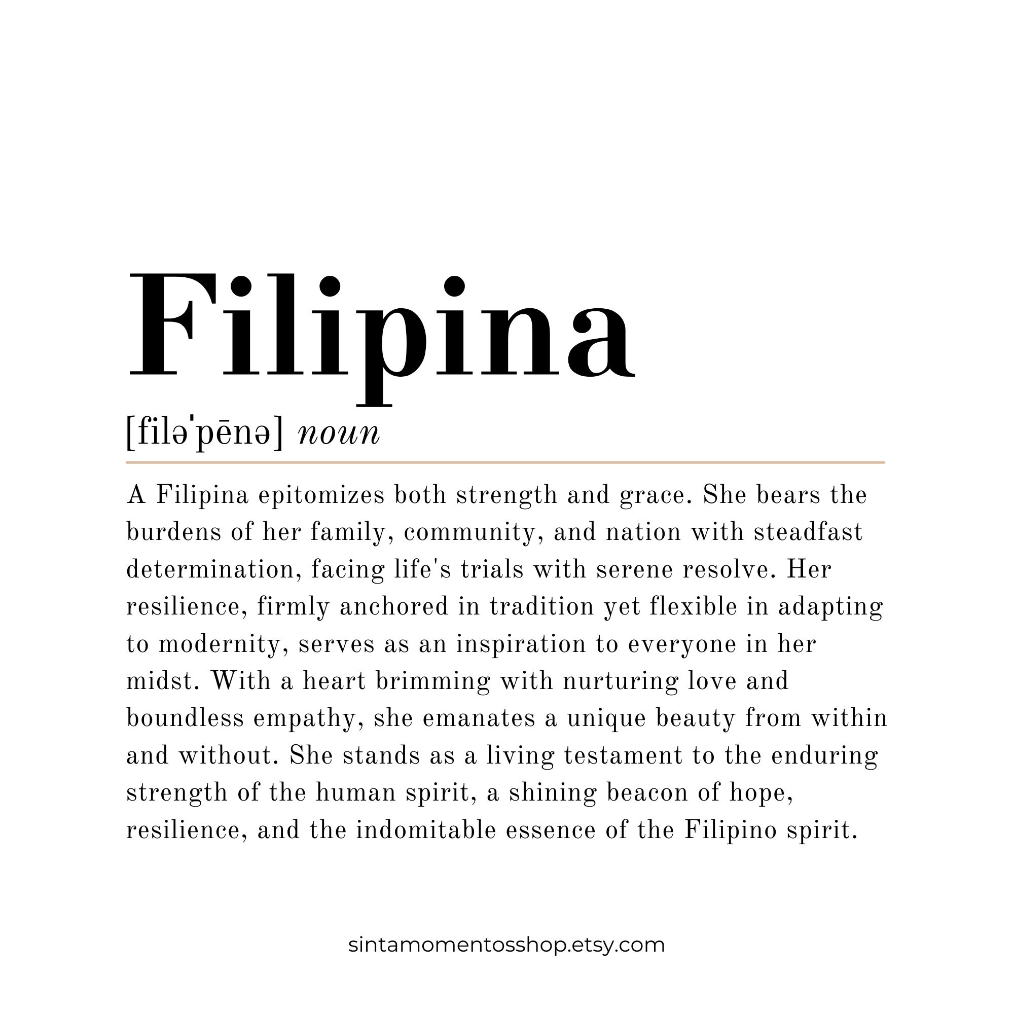 Filipina Definition Printable Wall Art, Filipina Wall Art, Modern ...