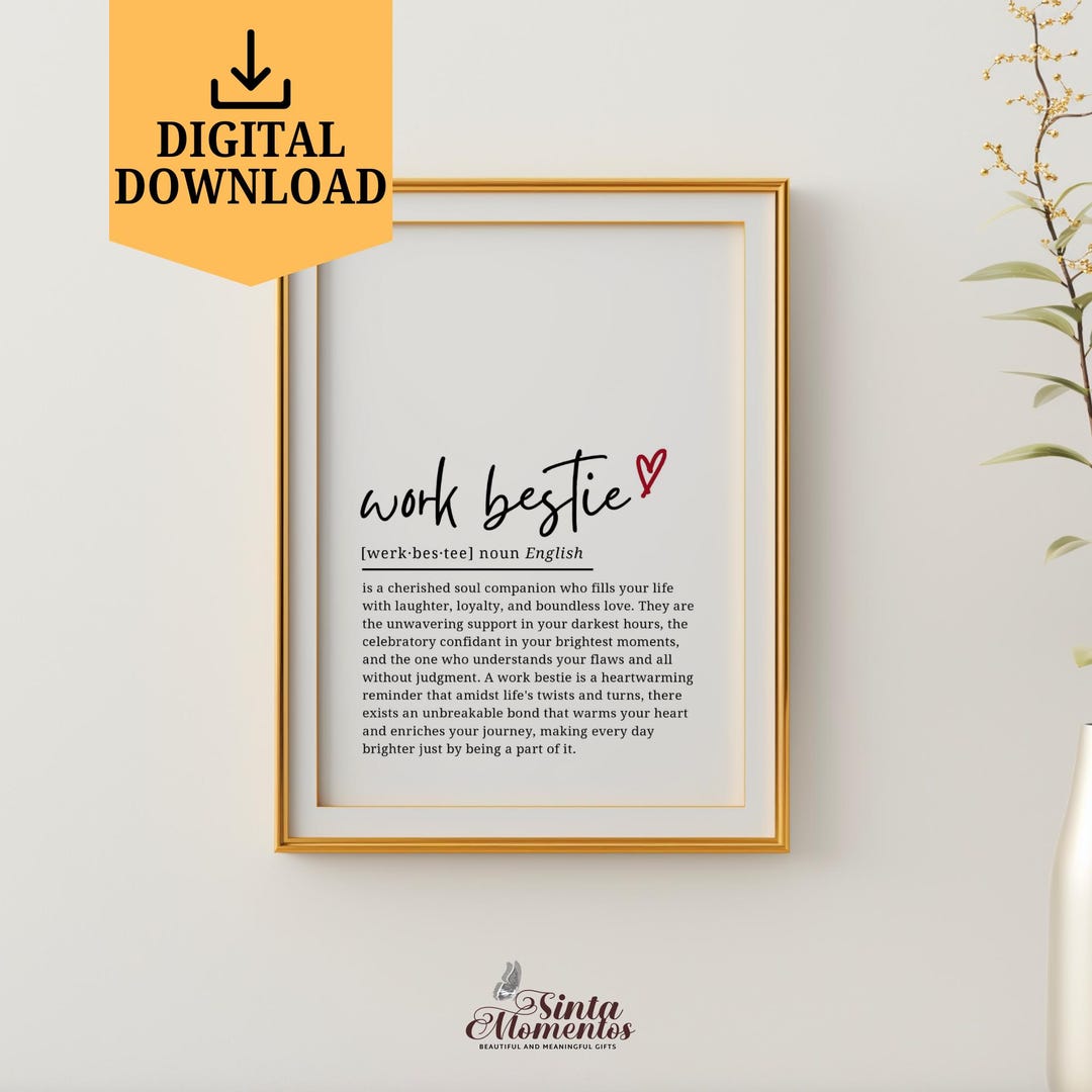 Work Bestie Definition Printable Wall Art Office Coworker Gift for Work ...