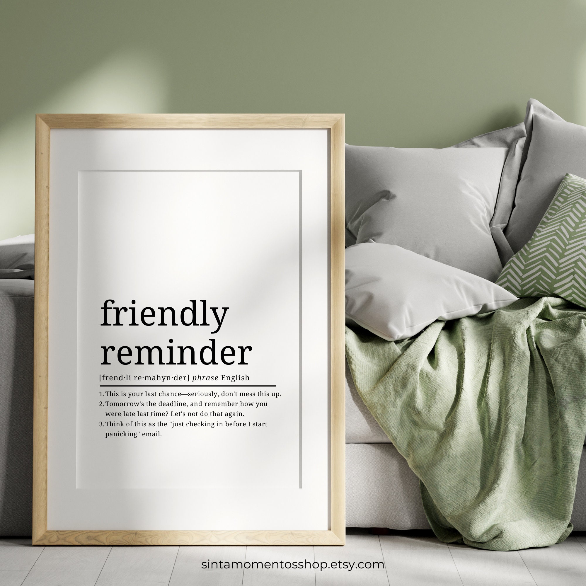 Funny Friendly Reminder Definition Print, Home Office Decor Printable ...