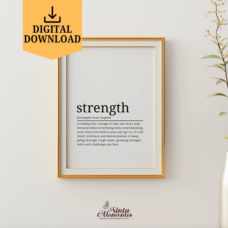 Strength Definition Printable Wall Art, Inspirational Quote, Strength ...
