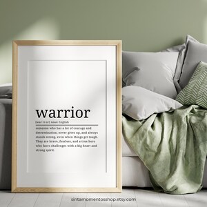 Warrior Definition Printable Wall Art, Warrior Meaning Digital Download ...