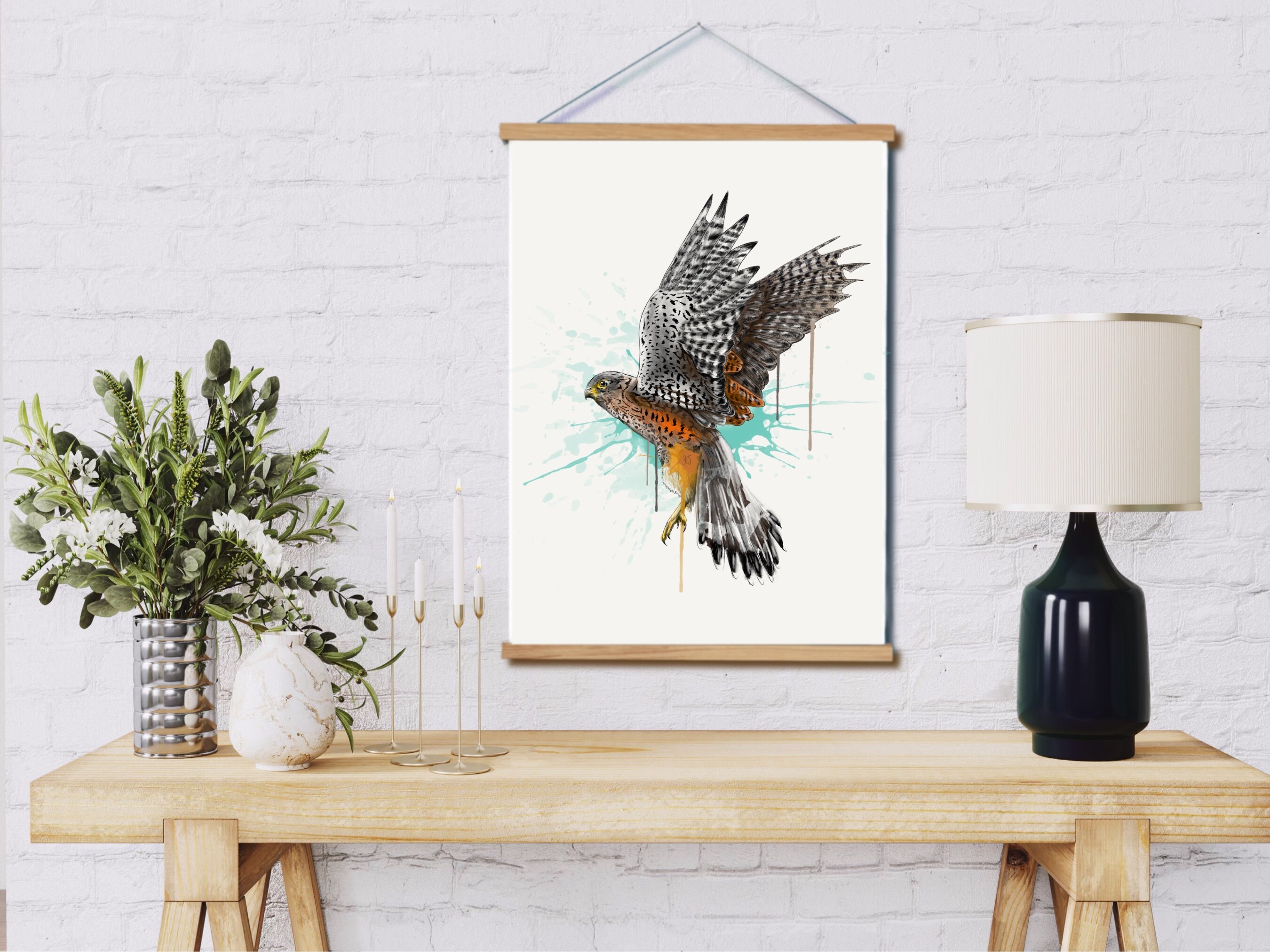 Kestrel Bird of Prey Animal Art Print Wall Hanging Nature Wildlife Art ...