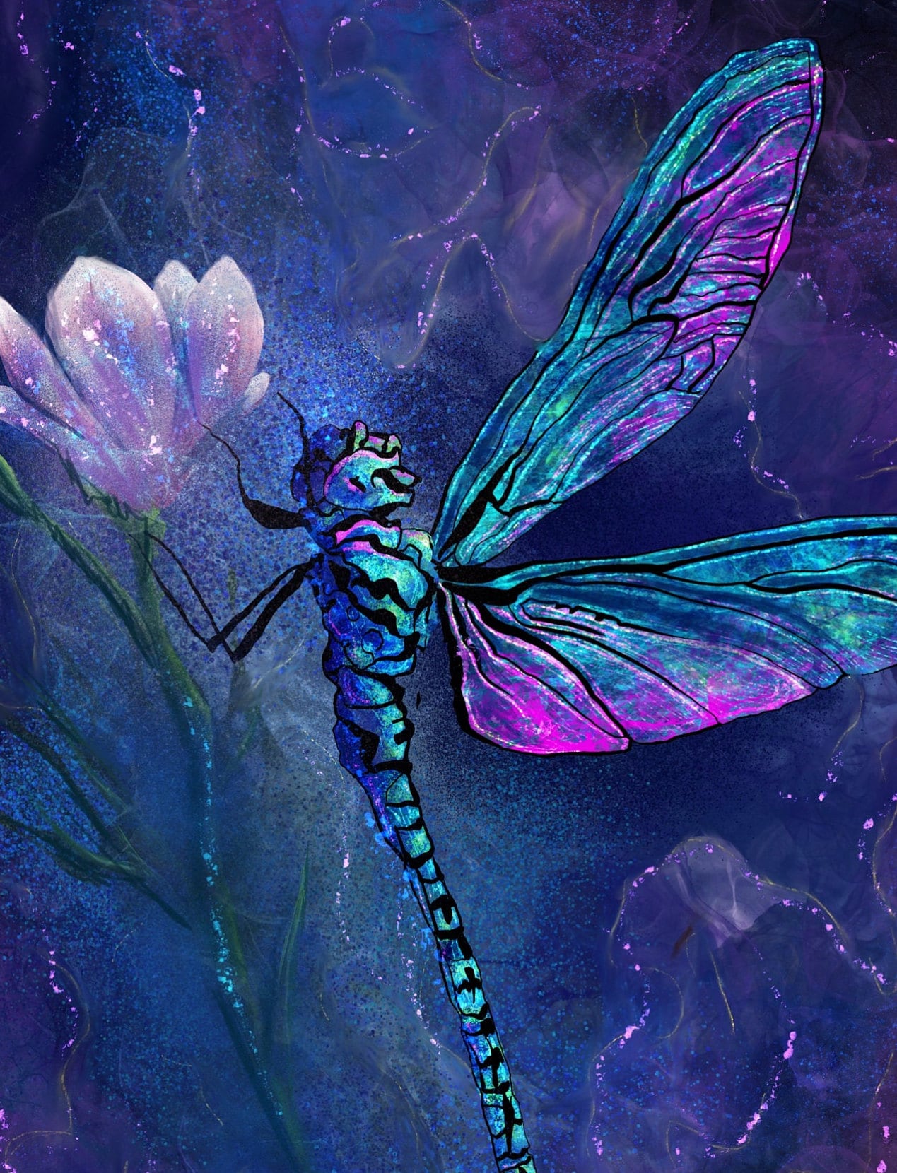 Dragonfly Wall Art Print Abstract Dragonfly Insect Nature Wildlife Home ...