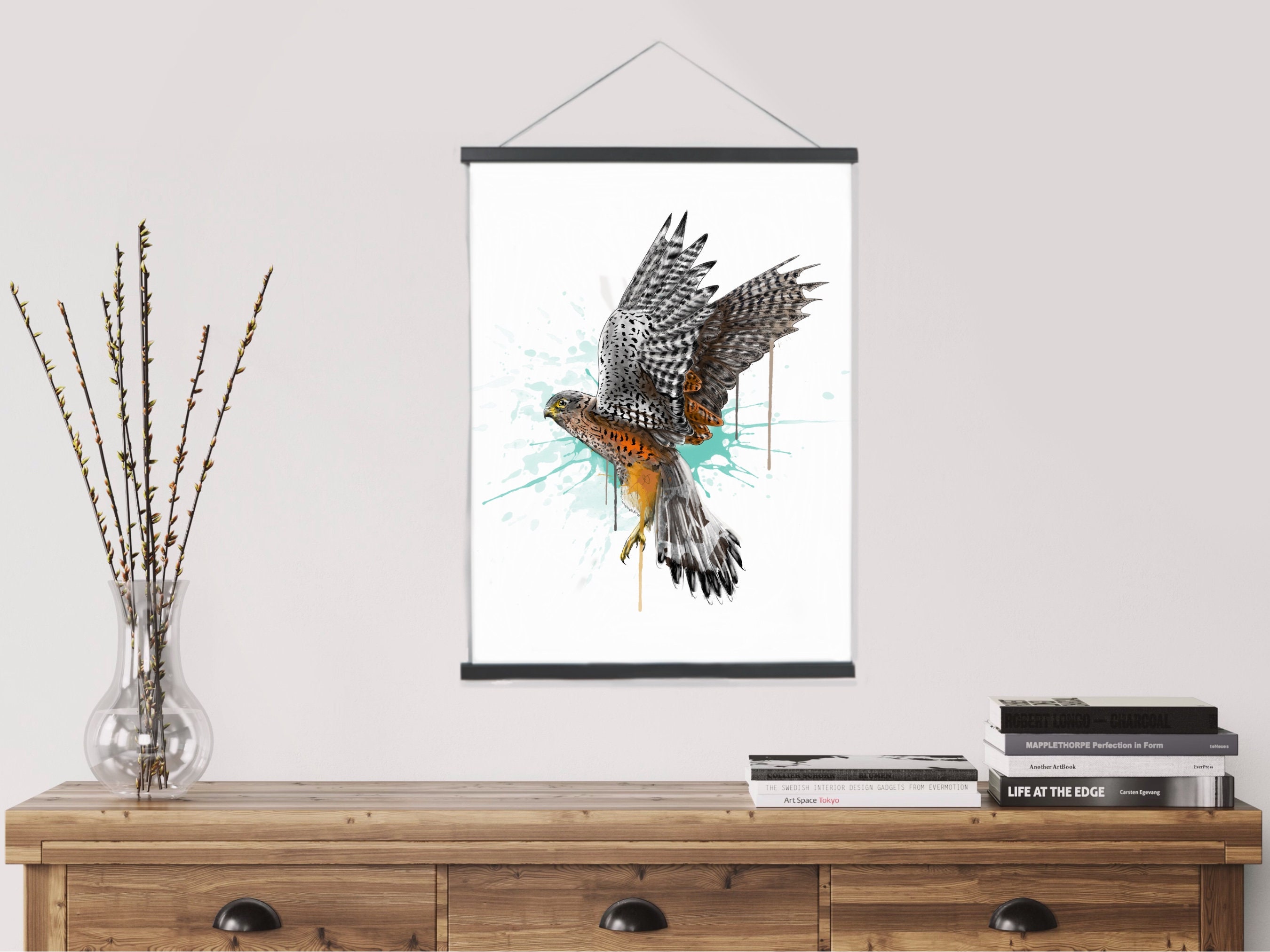 Kestrel Bird of Prey Animal Art Print Wall Hanging Nature Wildlife Art ...