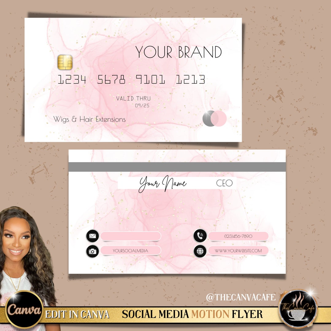 DIY Credit Card Style Business Card Editable in Canva Templates - Etsy
