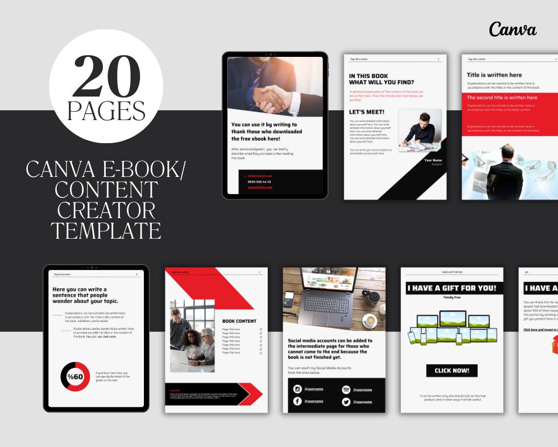 Ebook Template, Canva E-book Template, Free E-book Template Gift Lead ...