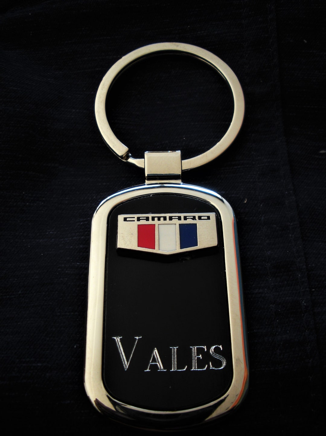 Camaro Luxury Black Onyx & Silver Keyring-free Engraving - Etsy