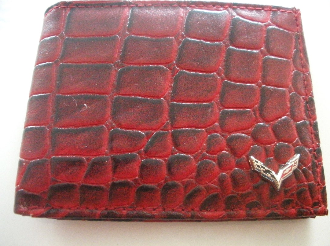 Corvette C7 Faux Brown Alligator Bi Fold Wallet, Great Gift for ...