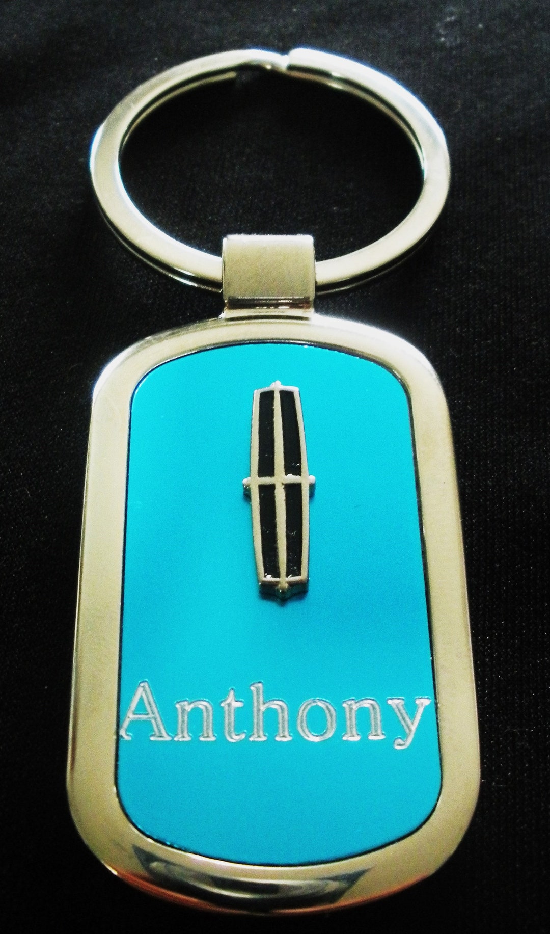 Lincoln Luxury Blue Onyx & Silver Keyring-free Engraving, , Birthday ...