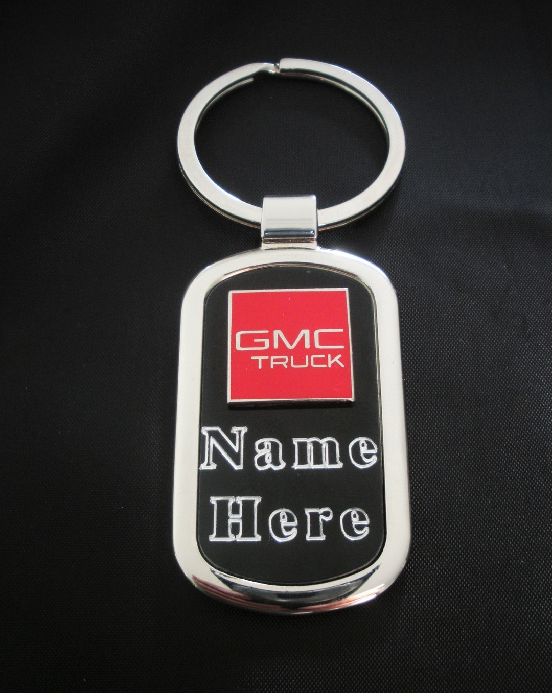 GMC Luxury Black Onyx & Silver Keyring-free Engraving - Etsy