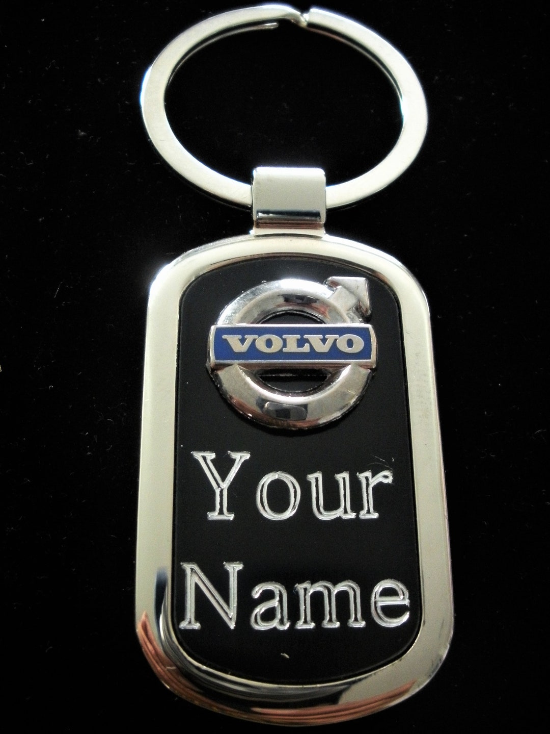 Volvo Luxury Black Onyx & Silver Keyring-free Engraving, , Birthday ...