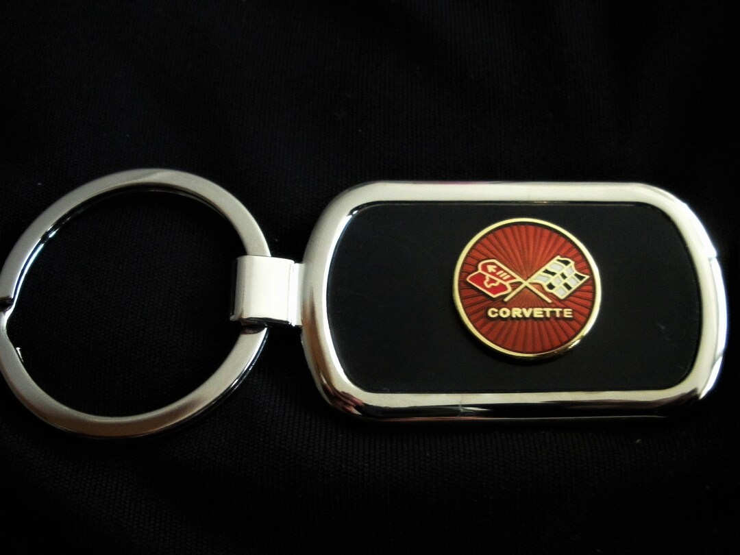 Corvette C3 Luxury Black Onyx & Silver Keyring-free Engraving ...