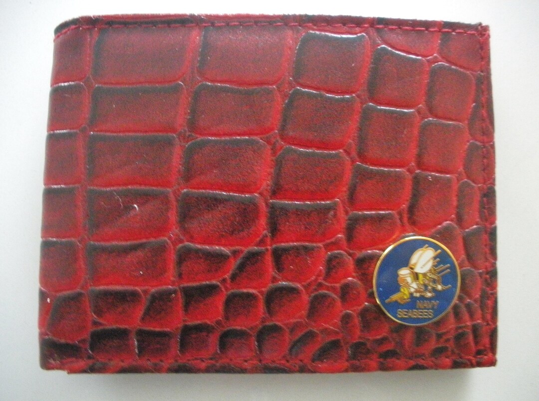 Seabees Faux Brown Alligator Bifold Wallet, Great Gift for Birthdays ...