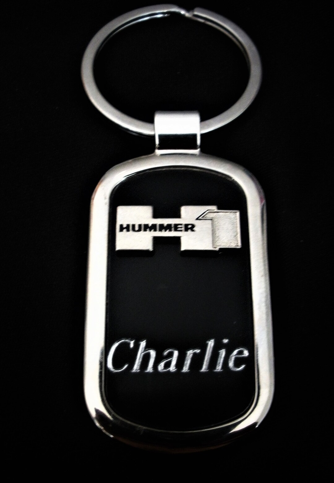 Hummer Black Onyx & Silver Keyring-free Engraving, , Birthday ...