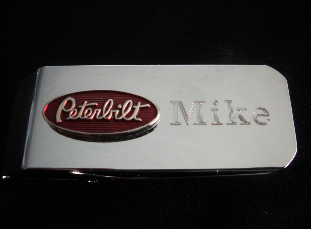 Peterbilt Silver Hinged Locking Back Money Clip Free Engraving Great ...