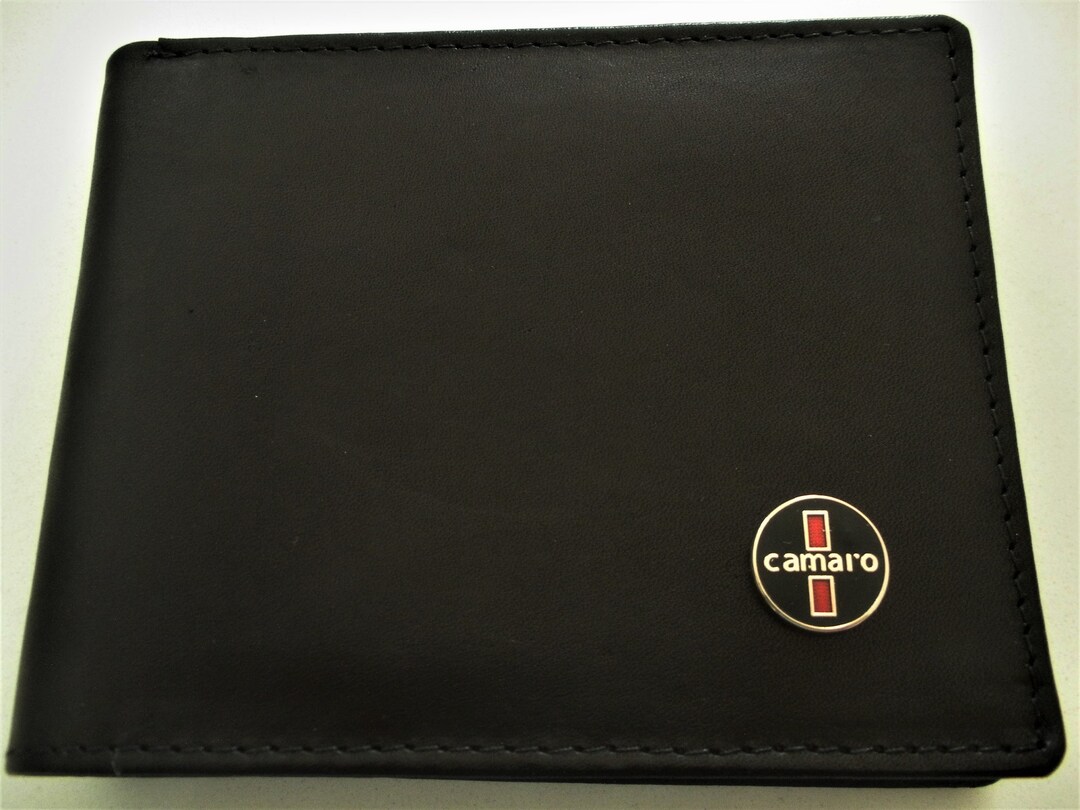 Camaro Top Grain Black Leather Bifold Wallet ,RFID Protected Great Gift ...