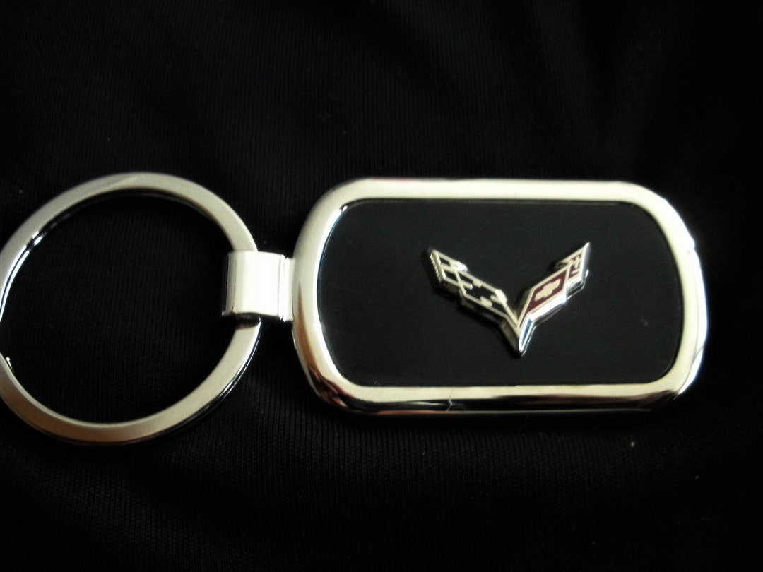 Corvette C7 Luxury Black Onyx & Silver Keyring-free Engraving ...