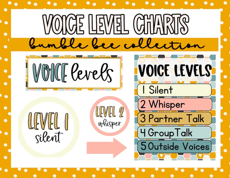 Voice Level Chart Teacher Tool Bumble Bee Theme - Etsy