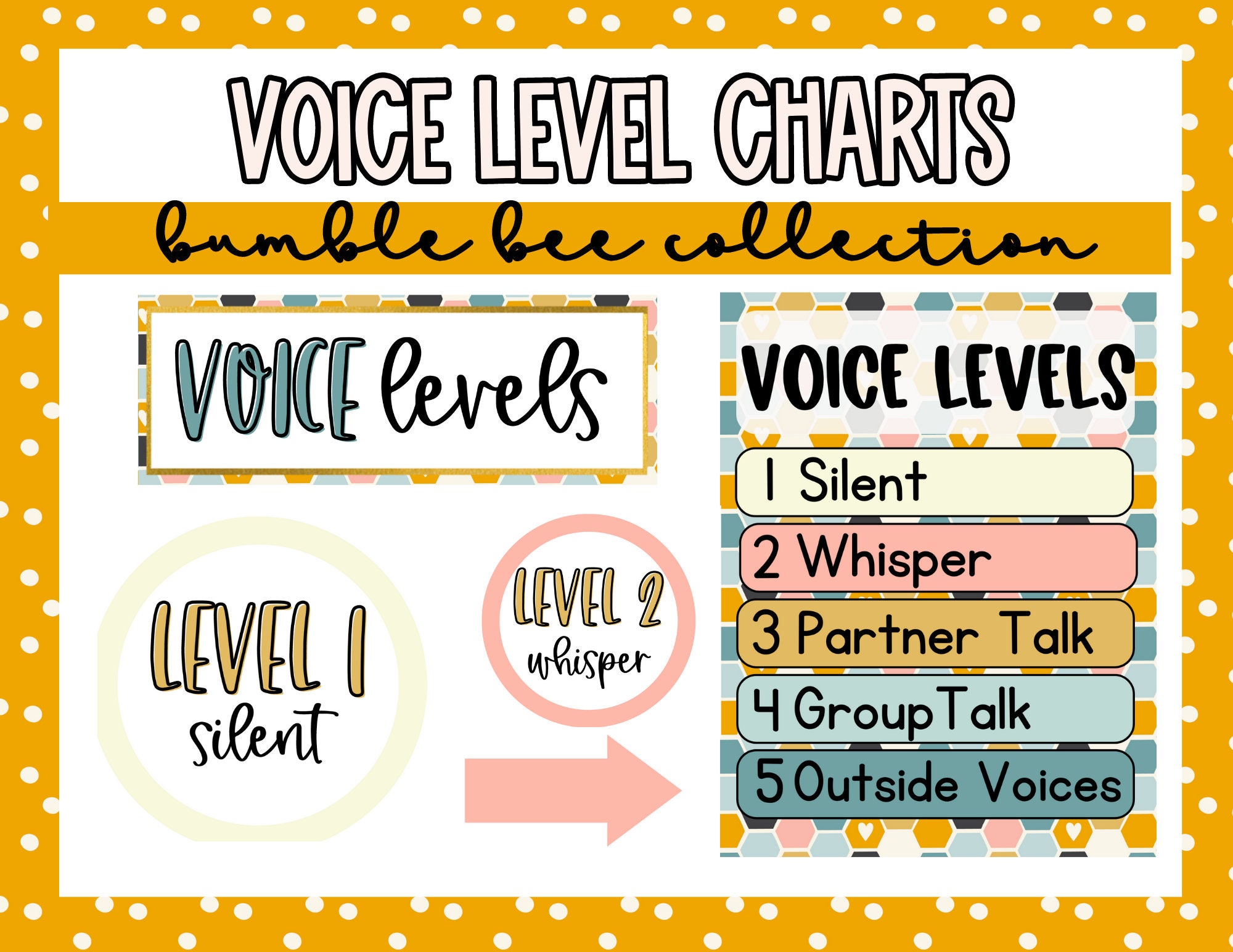 Voice Level Chart Teacher Tool - Bumble Bee Theme - Etsy