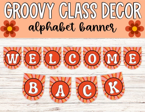 Alphabet Banner DIY Printable Groovy Collection for Classroom - Etsy