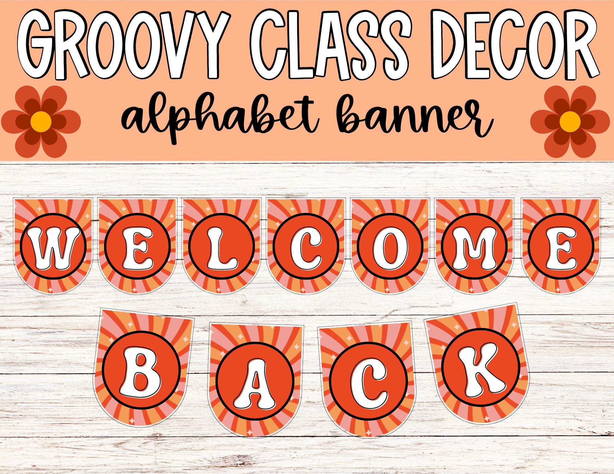 Alphabet Banner DIY Printable Groovy Collection for Classroom or ...