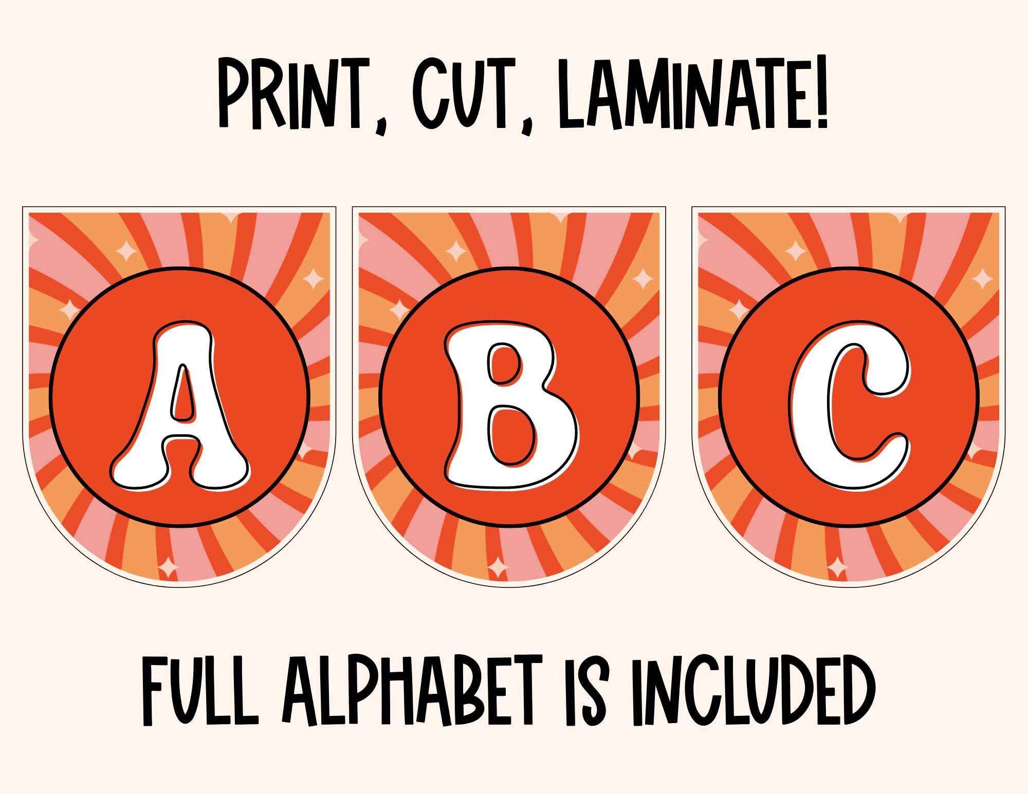 Alphabet Banner DIY Printable Groovy Collection for Classroom or ...