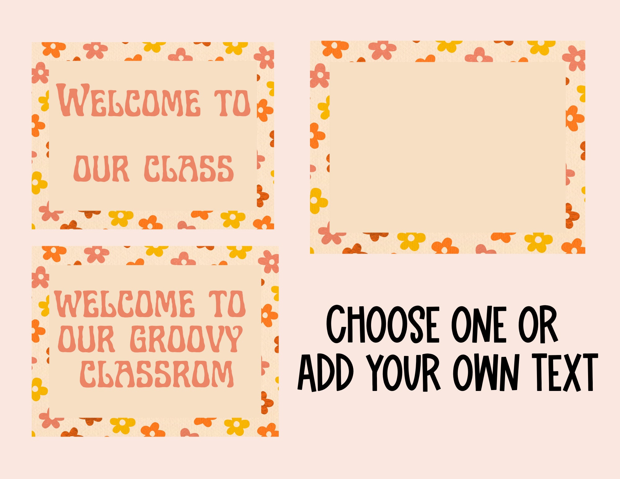 Groovy Retro Editable Door Display Decor Printable and Bulletin Board ...