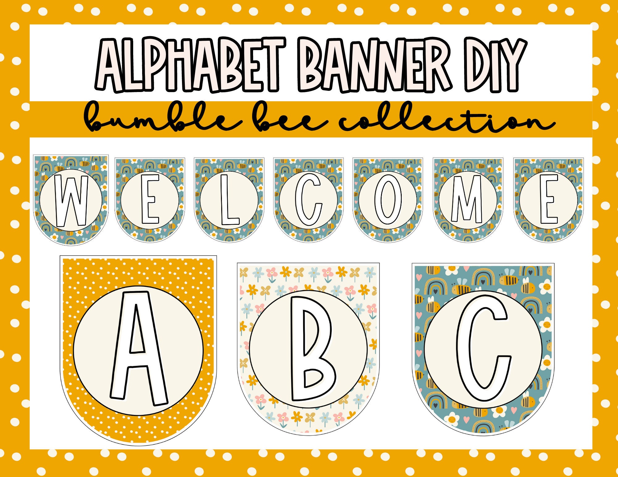 Bumble Bee Alphabet Banner Kity DIY for Teacher and Classroom - Etsy