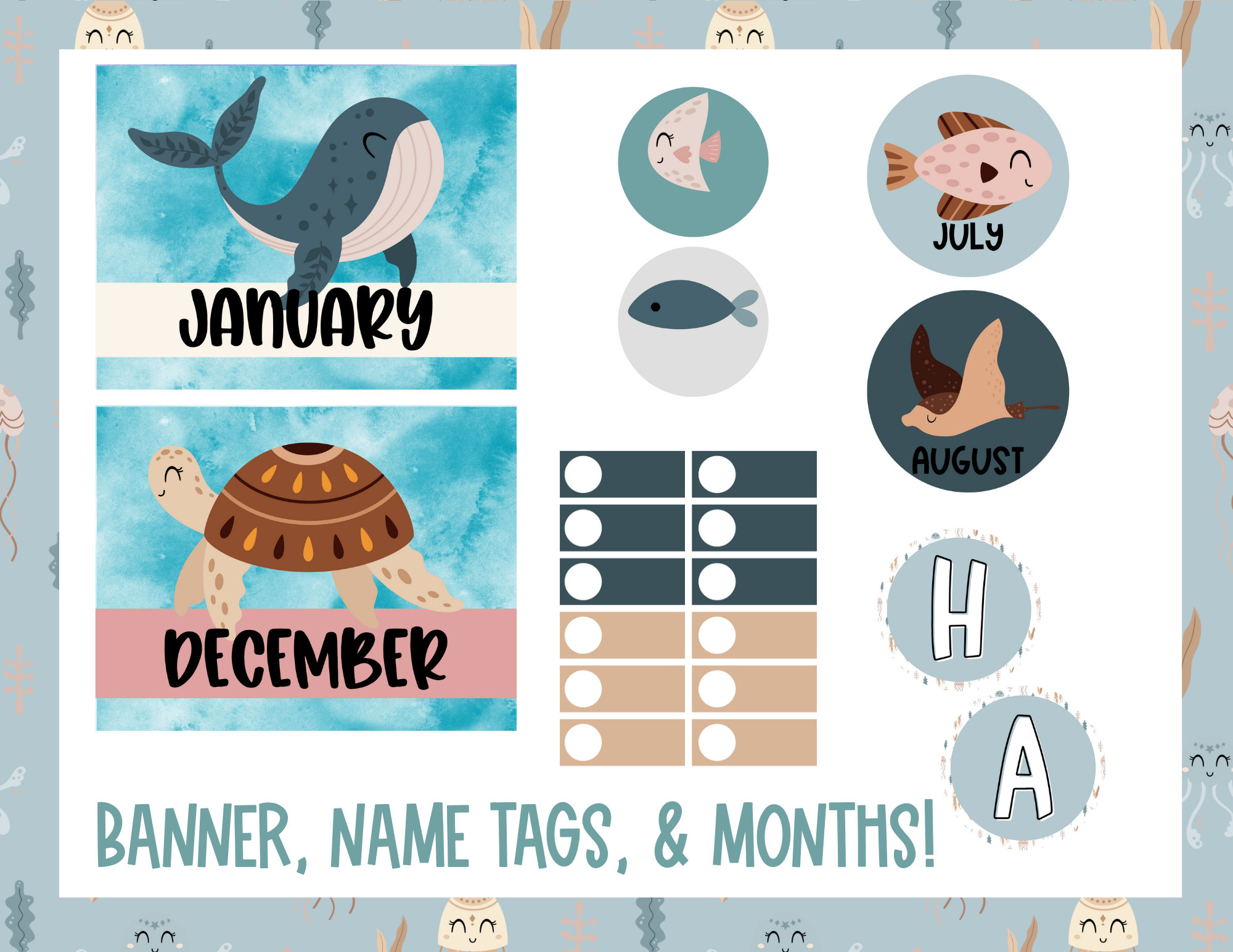 Birthday Board Kit for Teacher's Classroom - Ocean Theme - Etsy