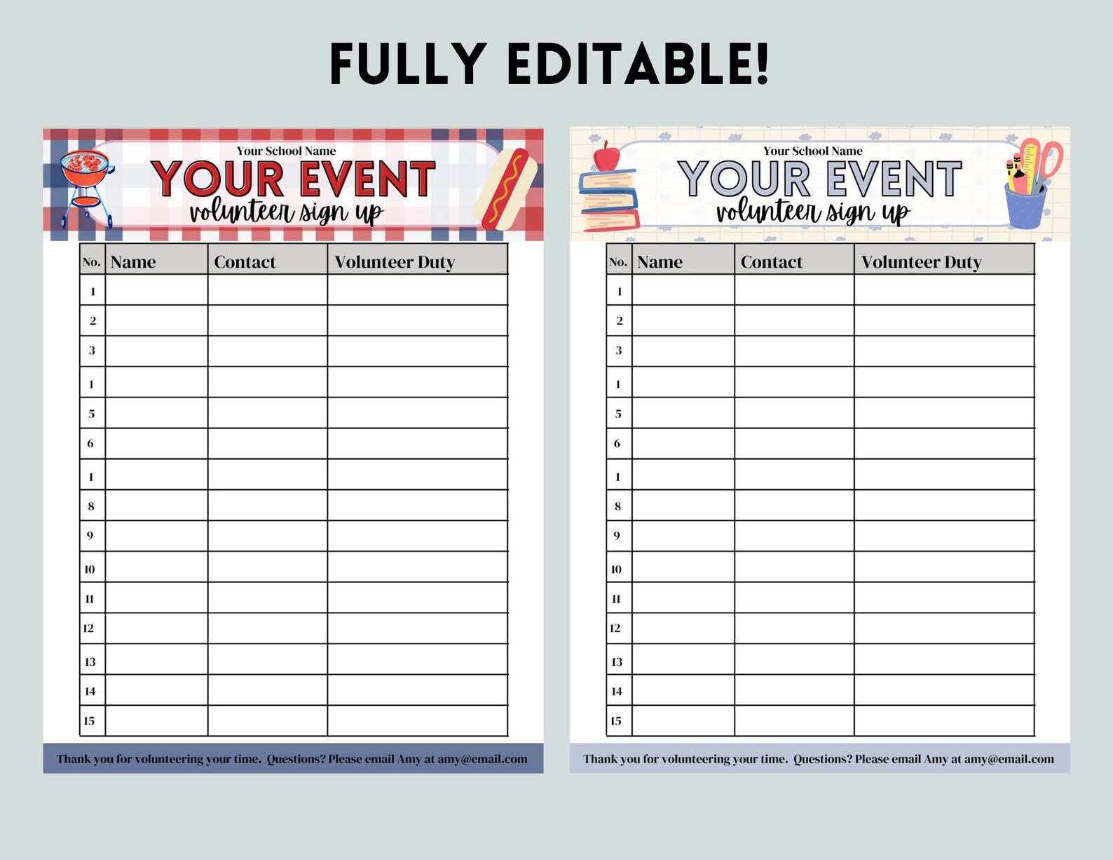 DIY Volunteer Sign up Sheet for Holidays, Events and Fundraisers ...