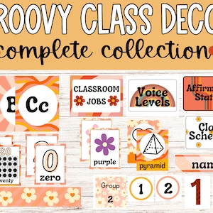 Retro Groovy Classroom Decor Bundle for Bulletin Board, Teacher ...