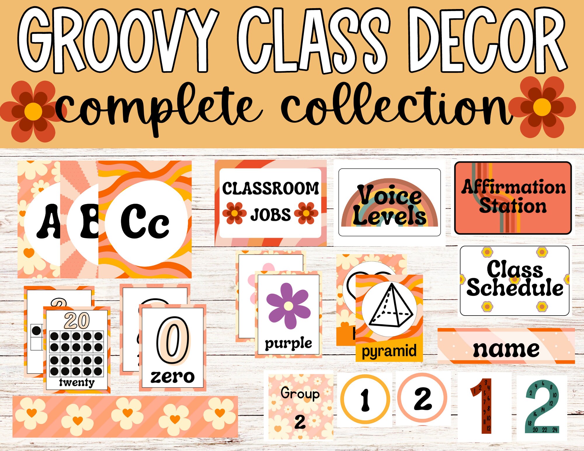 Retro Groovy Classroom Decor Bundle for Bulletin Board - Etsy