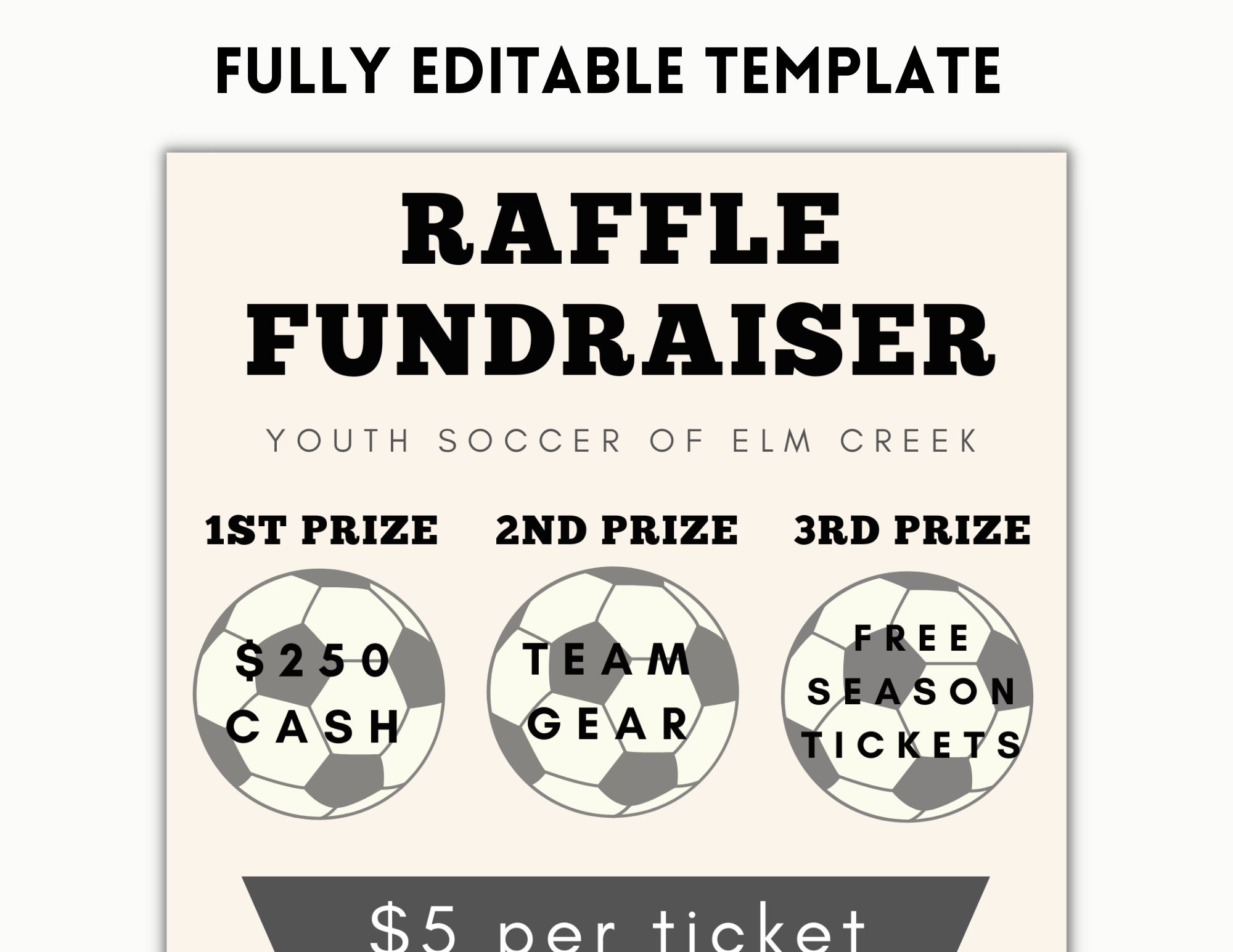 Soccer RAFFLE Fundraiser Editable Template for PTO and PTA. Flyer for ...