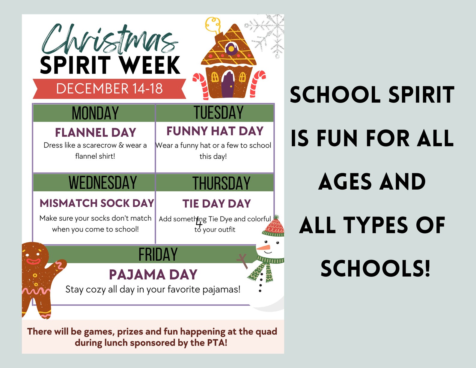 Autum and Fall School Spirit Week Schedule Fall Flyer Fundraiser for ...