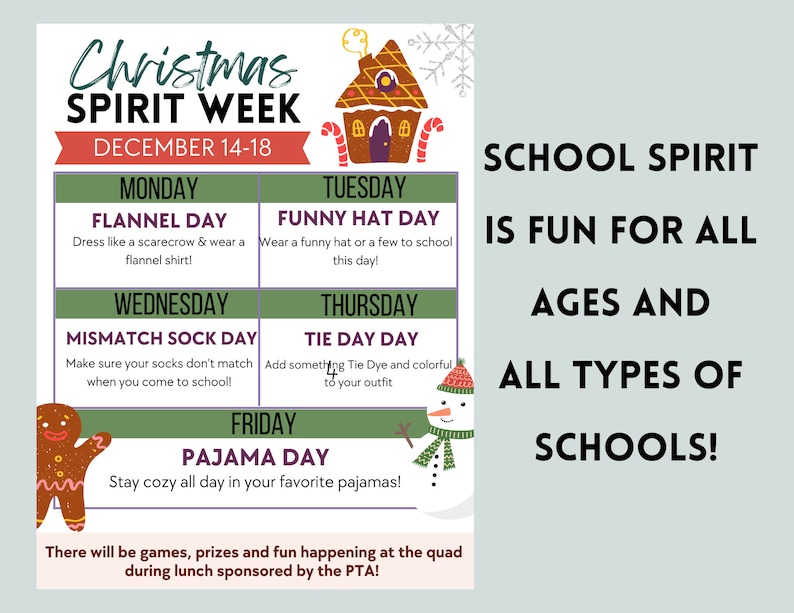 Autum and Fall School Spirit Week Schedule Fall Flyer Fundraiser for ...