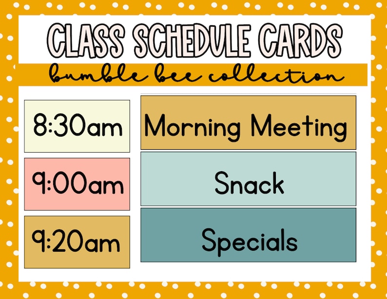 Editable Schedule Cards for Teachers - Bumble Bee Class Decor - Etsy
