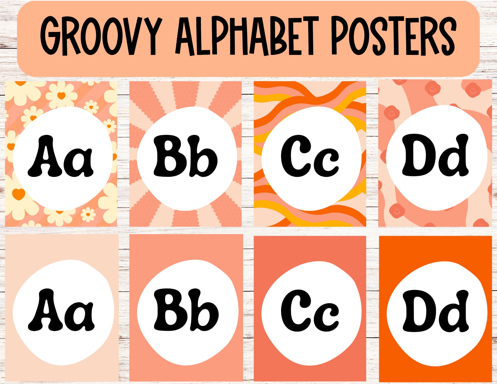 Retro Groovy Classroom Decor Bundle For Bulletin Board Etsy