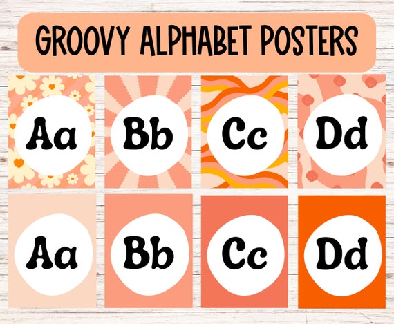 Alphabet Poster Printable Groovy Collection for Classroom or - Etsy